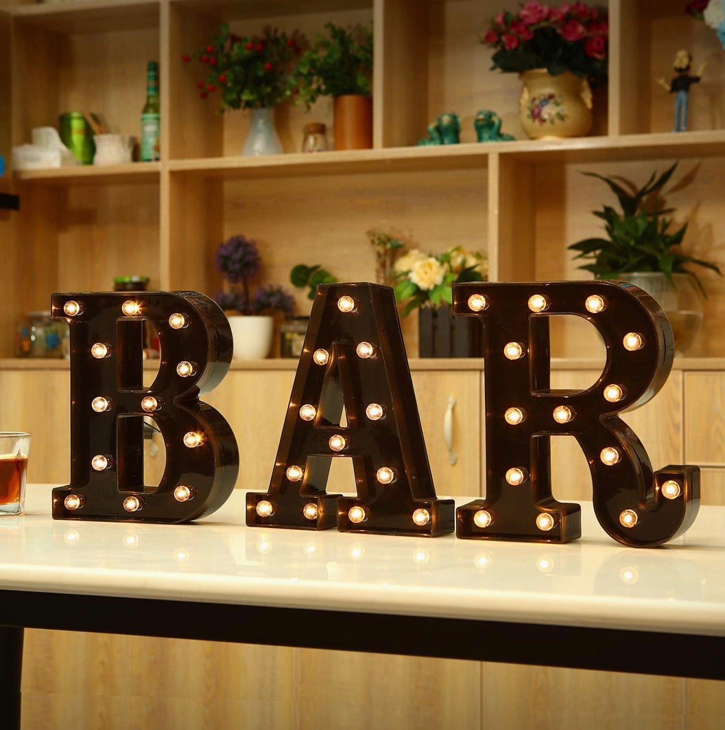Light up Marquee BAR Letters (black) – Infinity Events & Decor