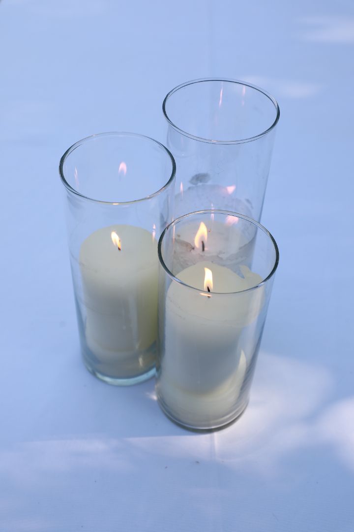 Cylinder Vases with real flame candle (3 sizes) – Infinity Events & Decor